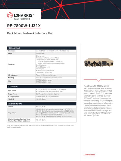 Cs Tcom Rf 7800w Iu31x Rack Mount Network Interface Unit Spec Sheet Pdf Telecommunications