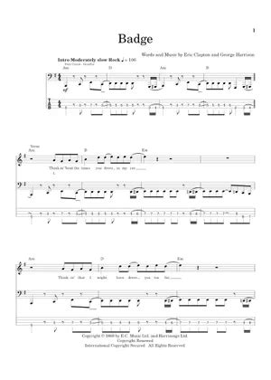 Play Official Version Of Badge Sheet Music By Eric Clapton Cream For