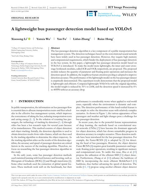 Pdf A Lightweight Bus Passenger Detection Model Based On Yolov5