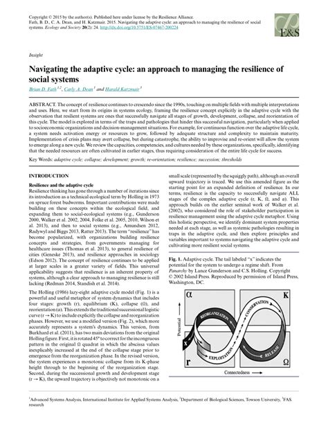 Pdf Navigating The Adaptive Cycle An Approach To Managing The