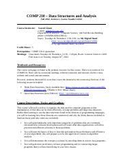 COMP210 F22 Course Syllabus V2 2 Docx COMP 210 Data Structures And Analysis Fall 2022