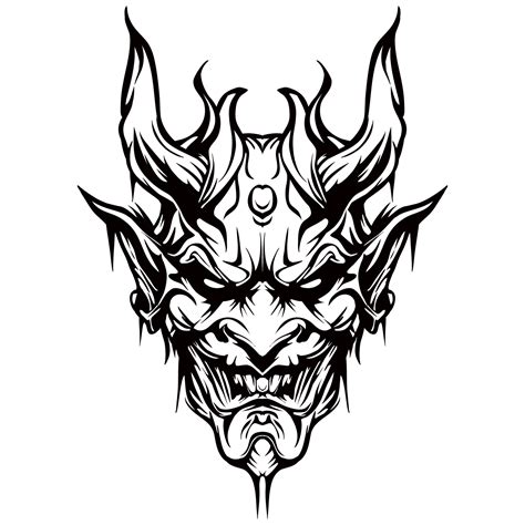 Hannya Mask Outline Drawing 19576987 Vector Art At Vecteezy