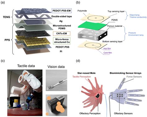 Recent progress in multimodal sensors. a). Capture of pressure and ...