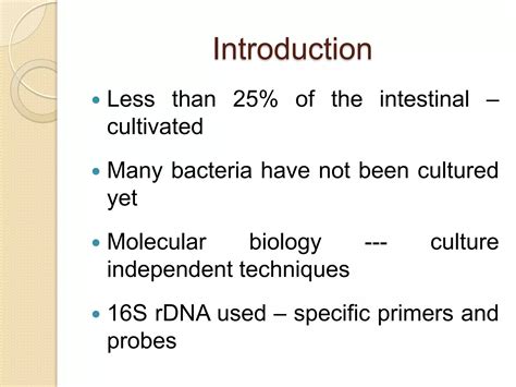 Culture Independent Methods For Detection And Enumeration Of Gut