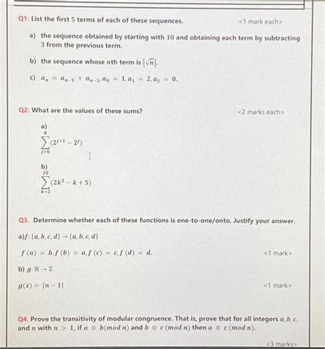Solved Q1 List The First 5 Terms Of Each Of These