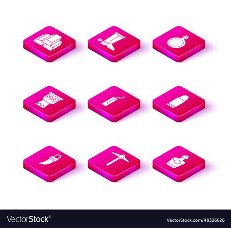 Set Tooth Pickaxe Drum Dynamite Bomb Tequila Vector Image