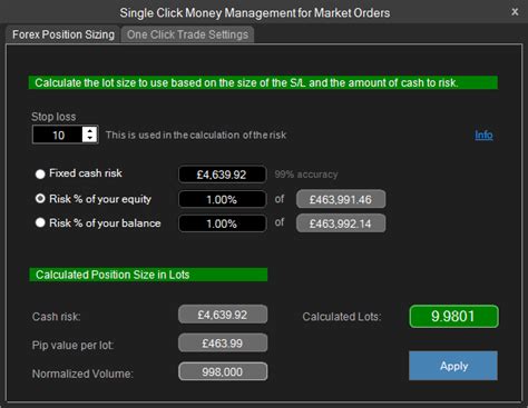 Ctrader Position Size Calculator
