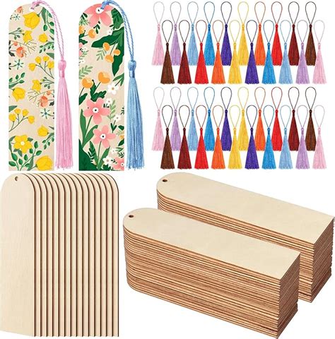 Ira Pollitt 50 Pcs Unfinished Wood Bookmarks With 50 Pcs