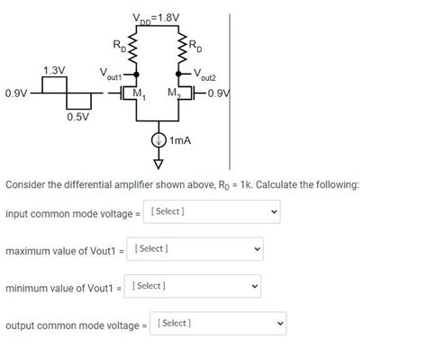 solved input common mode voltage either 0 8v 0 9v