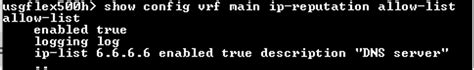 How To Check The Allow List Of Ip Reputation Filter On The Usg Flex H Models Using Cli — Zyxel