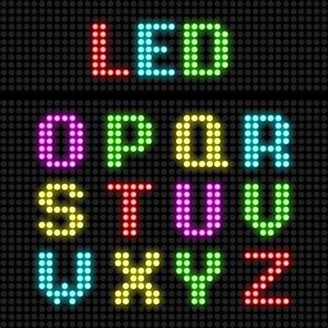 Fourteen Segment Led Display Letters And Numerals Vector Image