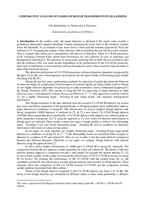 Pdf Comparative Analysis Of Losses Of Hough Transform In Pulse Jamming Ivan Garvanov