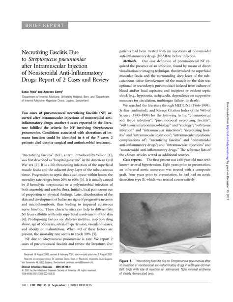 Pdf Necrotizing Fasciitis Due To Streptococcus Pneumoniae After Intramuscular Injection Of