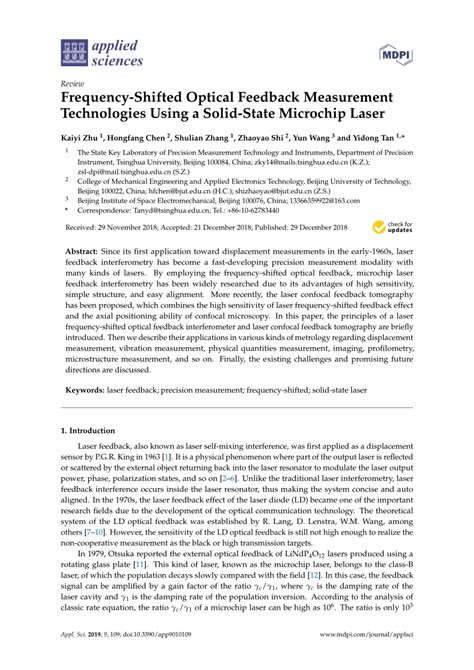 Pdf Frequency Shifted Optical Feedback Measurement Technologies Using A Solid State Microchip