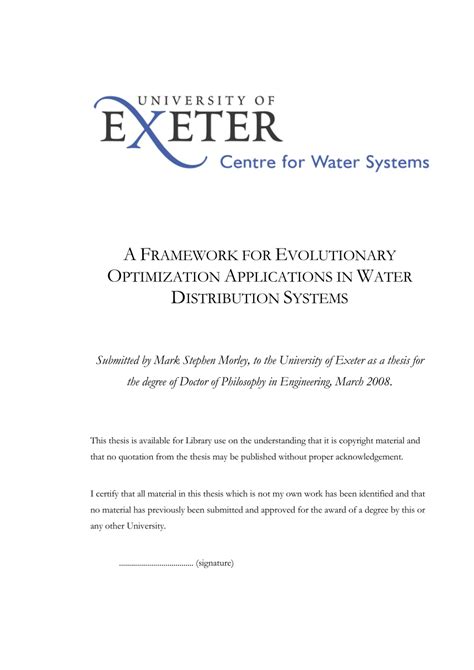 Pdf A Framework For Evolutionary Optimization Applications In Water Distribution Systems