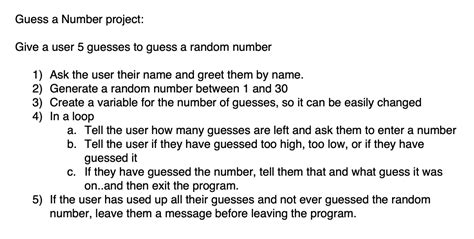 Solved Guess A Number Project Give A User Guesses To Chegg Com