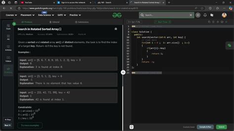 🔍 Day 30 Of Gfg160 Linear Search In A Sorted And Rotated Array 🔄🧠
