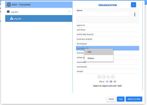 Tree Selector Tree Editing Edit Objects EPC WebApp Manual