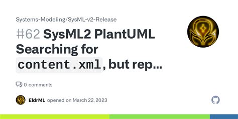 Sysml2 Plantuml Searching For `contentxml` But Repo Only Has