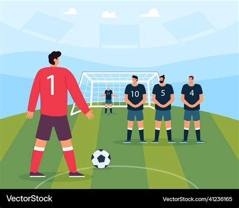 Penalty Kick Of Soccer Player On Field Stadium Vector Image