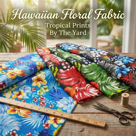 Hawaiian Floral Poly Cotton Fabric By Yard Tropical Summer Prints Etsy