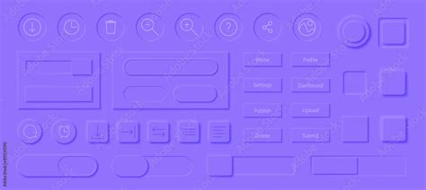 Neumorphism Style Elements Vector Set Modern Website Or Mobile App Design Volume Control