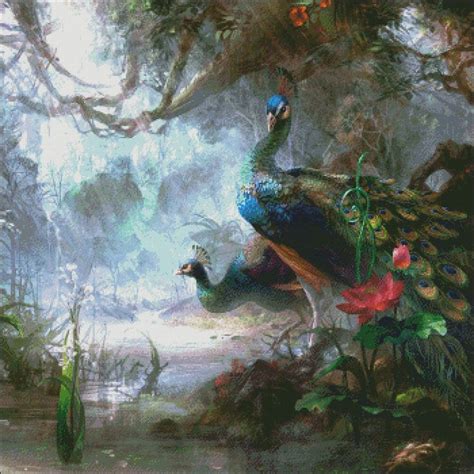 Peacock 2 Counted Cross Stitch Patterns Printable Chart Pdf Format