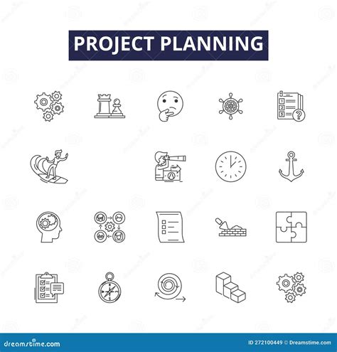 Project Planning Line Vector Icons And Signs Planning Management