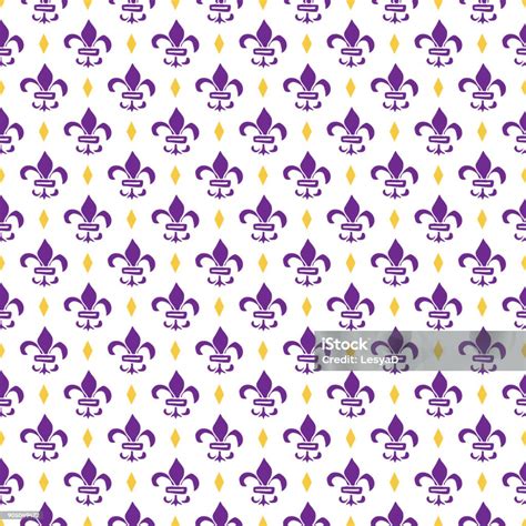 마디 그 라 완벽 한 패턴 벡터 일러스트입니다 손으로 그린된 스케치 낙서 Holyday 요소와 로얄 기호 벡터 일러스트 레이 션 Mardi Gras에 대한 스톡 벡터 아트