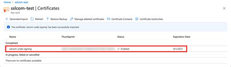 Import A Certificate Into Microsoft Azure Key Vault SSL