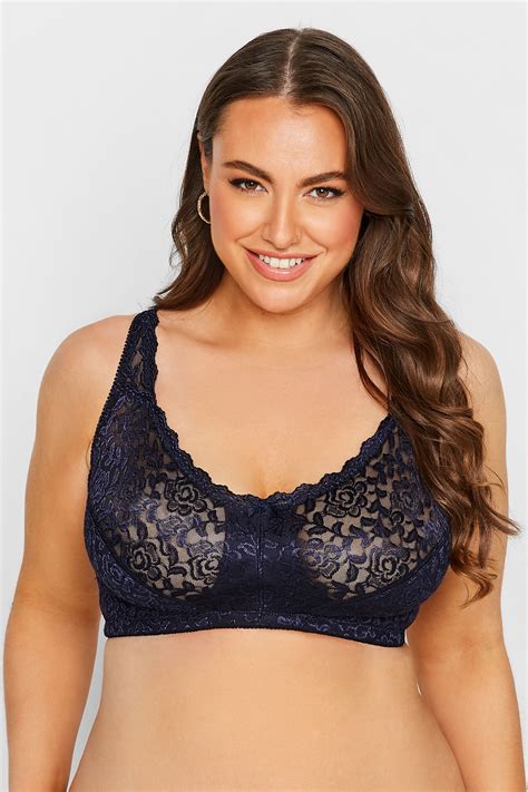 2 Pack Hot Pink And Navy Blue Lace Non Padded Non Wired Floral Bras