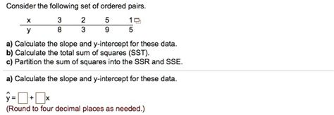 Solved Consider The Following Set Of Ordered Pairs Calculate The Slope