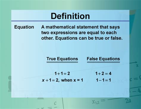 Student Tutorial: Equations Concepts: Definitoins | Media4Math