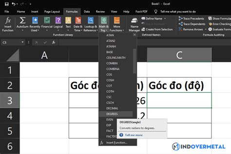 Cách Chuyển đổi Radian Sang độ Trong Excel Trong 30s Mindovermetal
