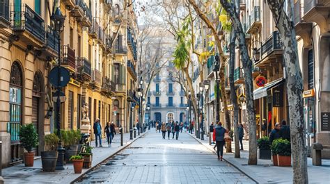 Barcelona Streets In Historic Las Ramblas Quarter Background Barcelona Rambla Las Background