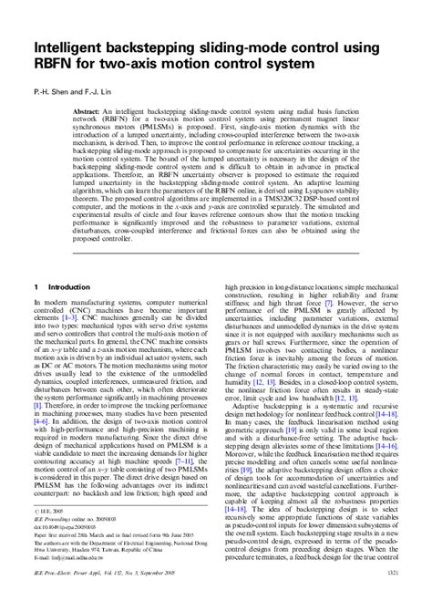 Pdf Intelligent Backstepping Sliding Mode Control Using Rbfn For Two Axis Motion Control