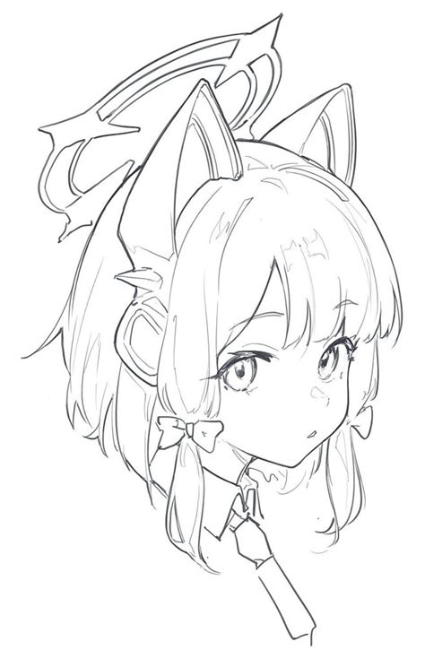 猫耳、线稿、二次元