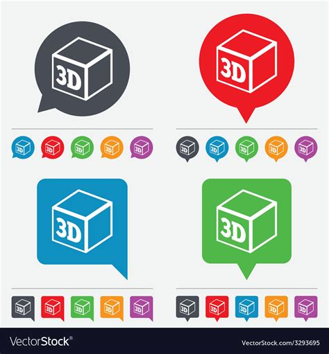3d Print Sign Icon Cube Printing Symbol Royalty Free Vector
