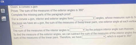 solved cr given a convex n gon prove the sum of the measures of the
