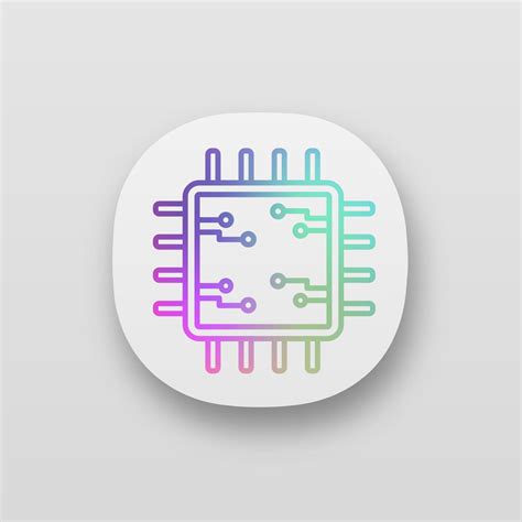 Processor With Electronic Circuits App Icon UI UX Interface Microprocessor With Microcircuits