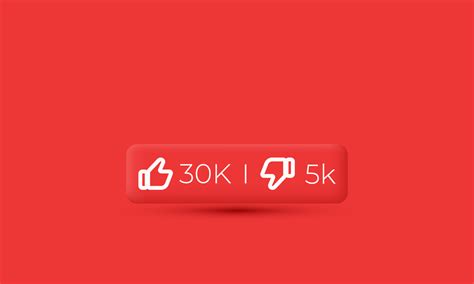 3d Realistic Cartoon Red Button Like And Unlike Icon Trendy Modern