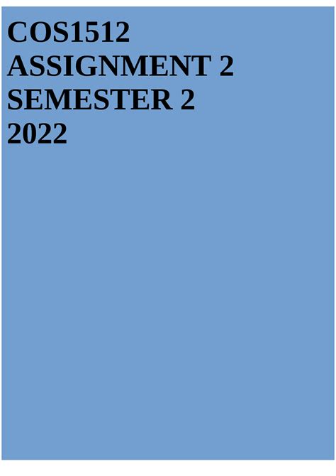 Solution Cos1512 Assignment 2 Semester 2 Studypool