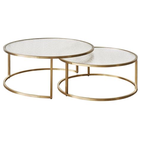 Chloe Rippled Glass Nesting Coffee Table Gold