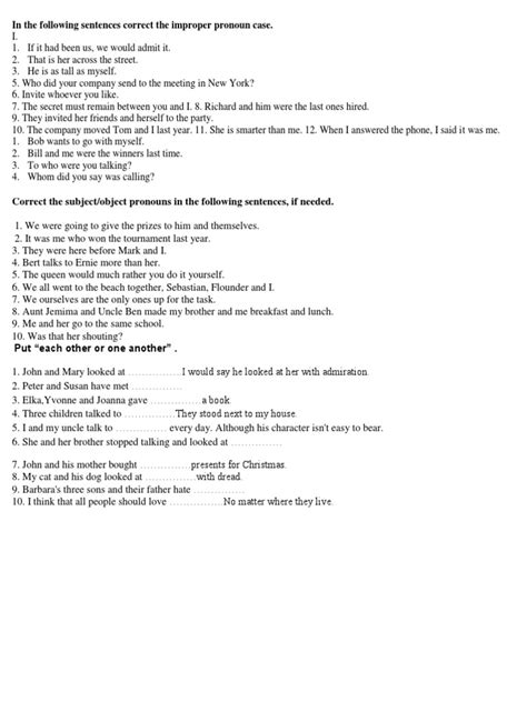 Correcting Improper Pronoun Usage And Replacing Pronouns With Each