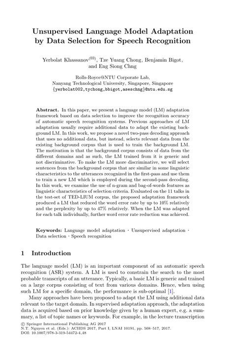 pdf unsupervised language model adaptation by data selection for