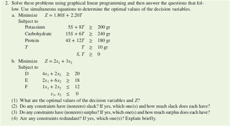 Solved 2 Solve These Problems Using Graphical Linear