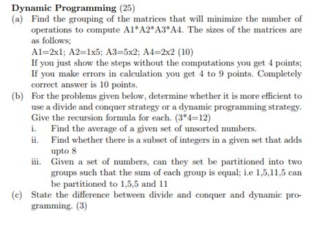 Solved Dynamic Programming 25 A Find The Grouping Of The