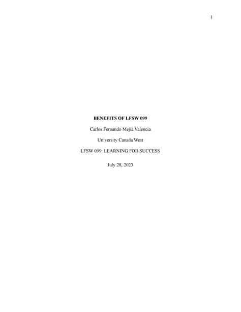 Lfsw099 Paragraph Assignment Carlos Mejia 2225739 1 Benefits Of