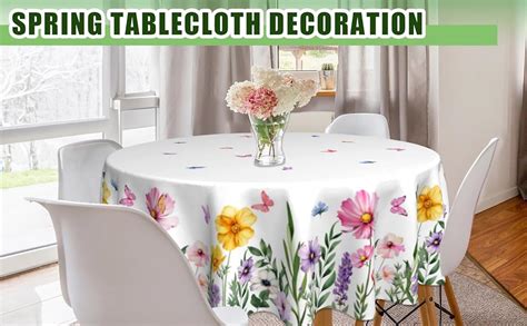 Jykcul Summer Floral Tablecloth Round 60 Inch Wildflowers