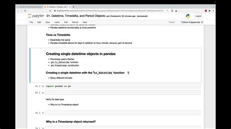 01 Datetime Timedelta And Period Objects Youtube